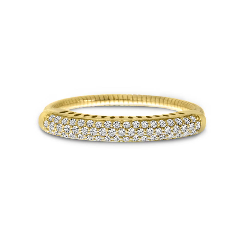 Colormerchants - 14K Yellow Gold Large Pave Diamond Stretch Ring