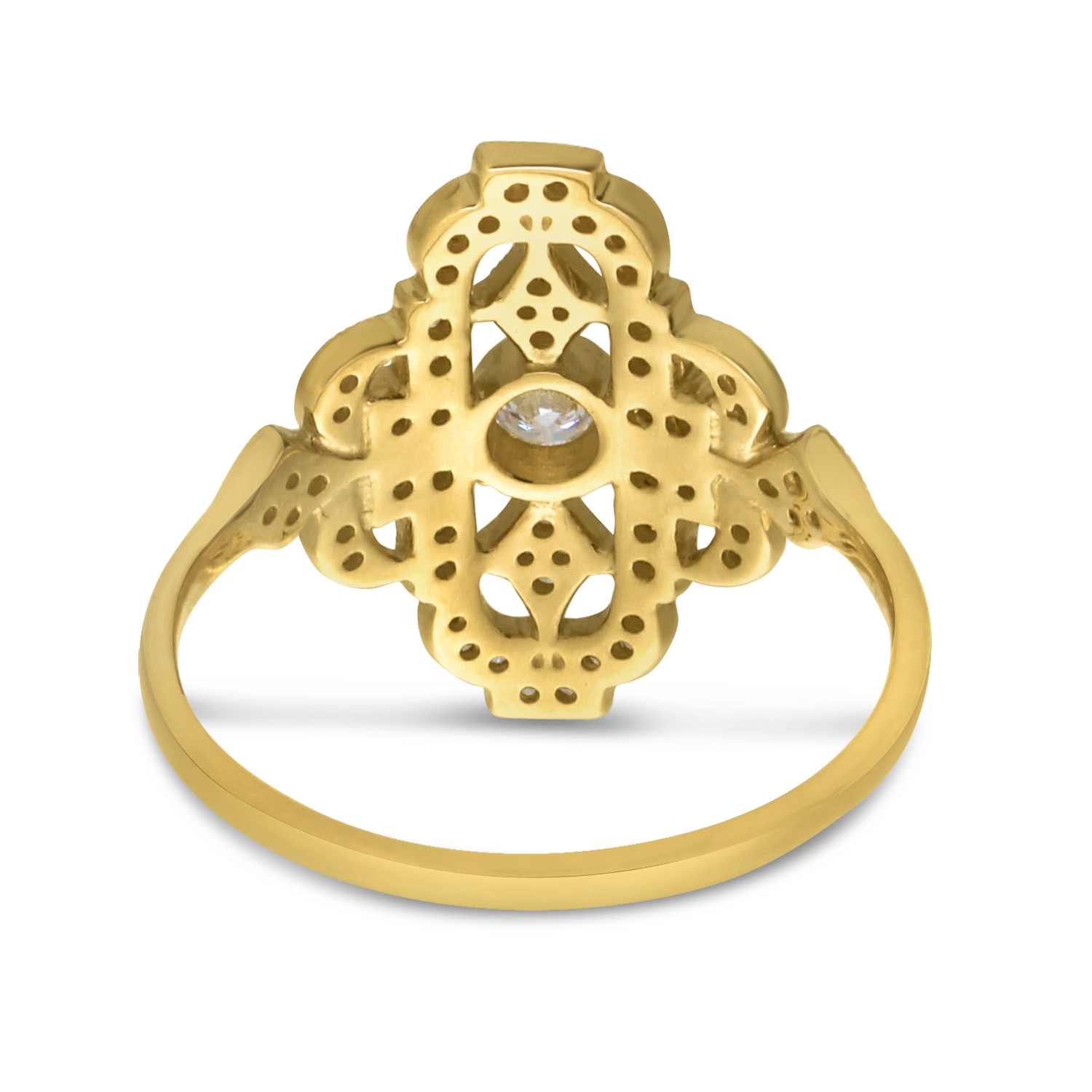 Colormerchants - 14K Yellow Gold Art Deco Diamond Ring