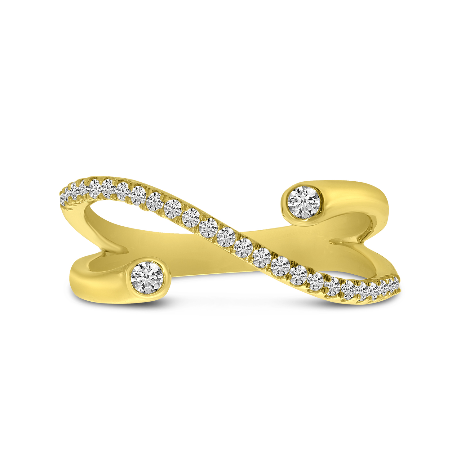 Colormerchants - 14K Yellow Gold Diamond Peek A Boo Ring