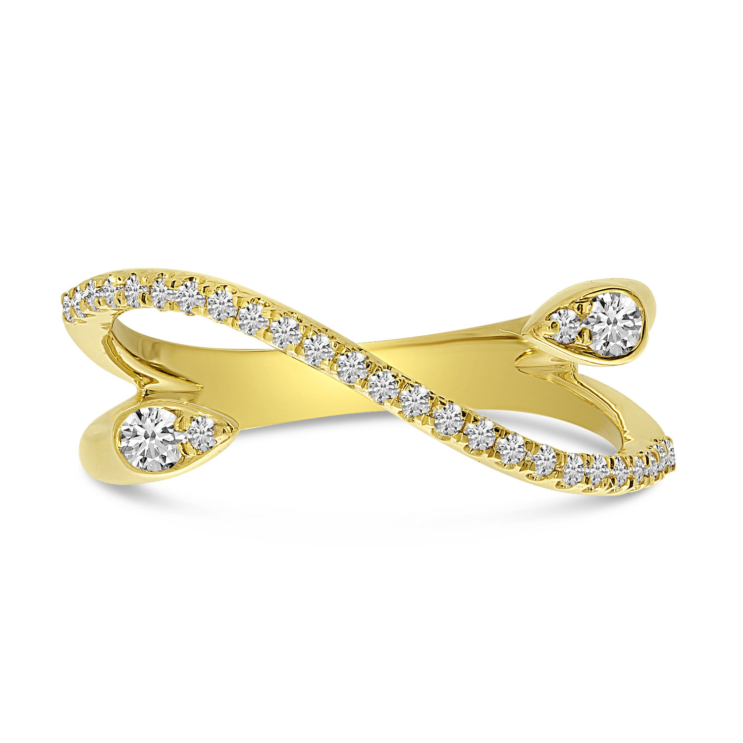 Colormerchants - 14K Yellow Gold Diamond Pear Peek-a-boo Ring