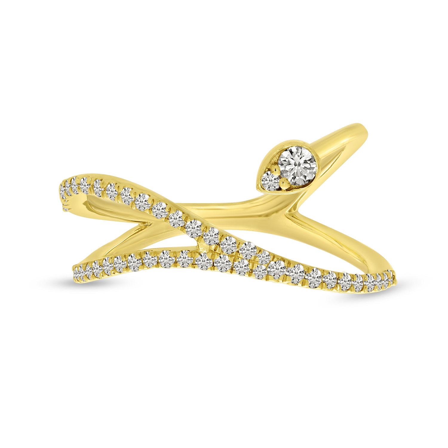 Colormerchants - 14K Yellow Gold Diamond Twist Peek-a-boo Fashion Ring